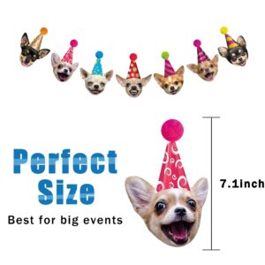 Chihuahua Dog Birthday Garland, Funny Chichi Portraits Party Decor, Dog Face Bunting Banner