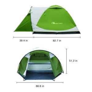 MOON LENCE Outdoor Camping Tent 3 to 4 Person Tent with Screen Room Double Doors & Double Layer Waterproof Design 2000MM