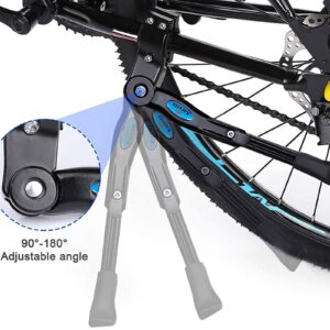 Bike Kickstand Adults- Adjustable Rear Side Aluminum Alloy Bicycle Stand Kickstand Fit for 22" 24" 26" 28" Bike Kick Stand for Mountain Bike Road Bicycles Kickstand (black)