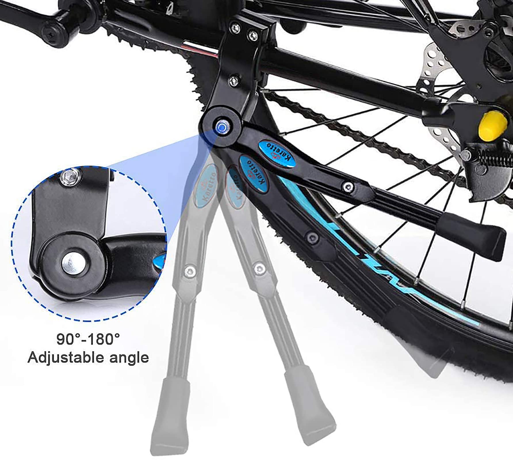 Bike Kickstand Adults- Adjustable Rear Side Aluminum Alloy Bicycle Stand Kickstand Fit for 22" 24" 26" 28" Bike Kick Stand for Mountain Bike Road Bicycles Kickstand (black)