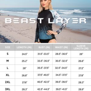 HUGE SPORTS Women's Rash Guard Long Sleeve Sun Protection UPF 50+ Swimwear Shirts Beast Series Quick Dry Swimsuit Top Rash Vest(Lion,L)