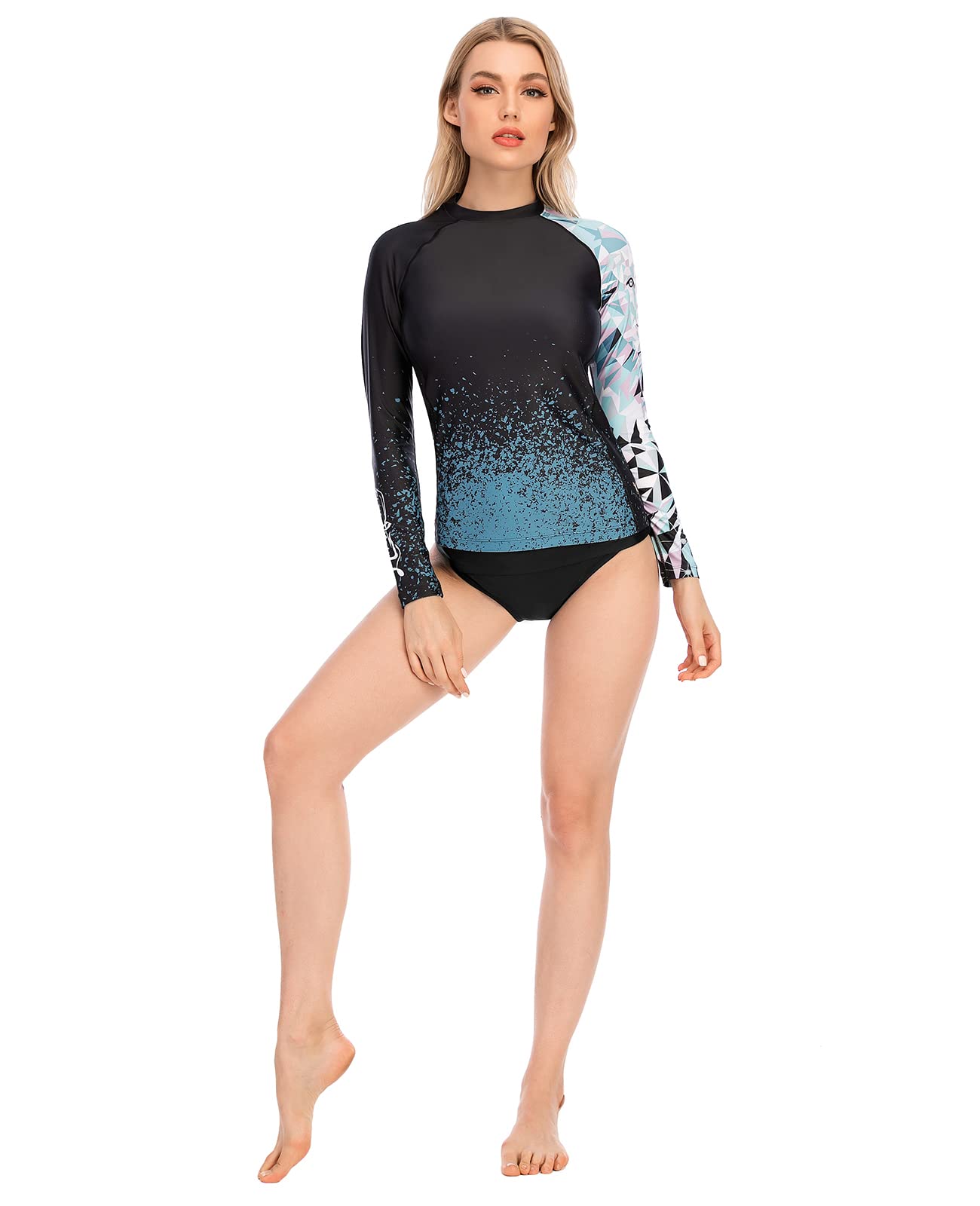 HUGE SPORTS Women's Rash Guard Long Sleeve Sun Protection UPF 50+ Swimwear Shirts Beast Series Quick Dry Swimsuit Top Rash Vest(Lion,L)