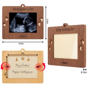 Creawoo 2023 Tiny Miracle Christmas Ornament Sonogram Picture Frame Baby's First Christmas Baby Gift Ultrasound Photo Frame Tiny Miracle Keepsake for Expecting Parents and Grandparents