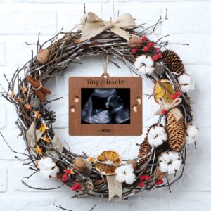 Creawoo 2023 Tiny Miracle Christmas Ornament Sonogram Picture Frame Baby's First Christmas Baby Gift Ultrasound Photo Frame Tiny Miracle Keepsake for Expecting Parents and Grandparents