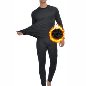 qualidyne Thermal Underwear for Men Long Johns Mens with Fleece Lined, Base Layer Men Cold Weather Top Bottom