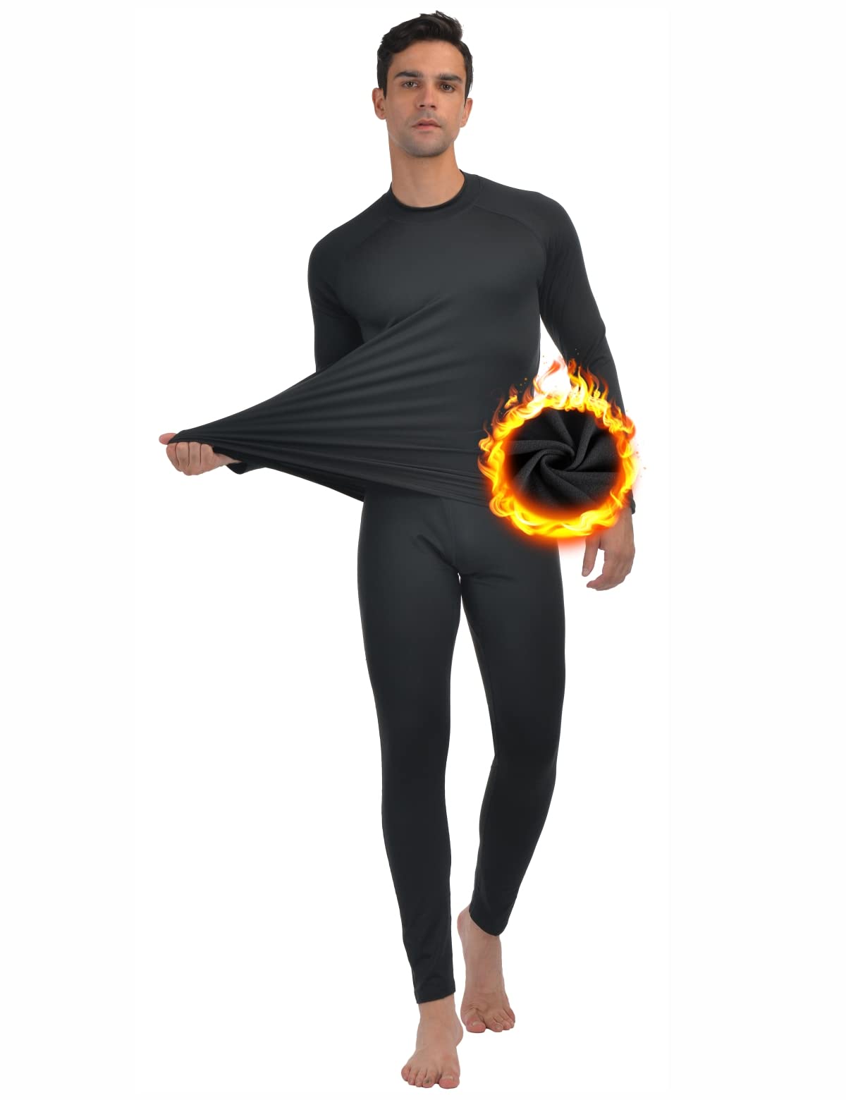 qualidyne Thermal Underwear for Men Long Johns Mens with Fleece Lined, Base Layer Men Cold Weather Top Bottom