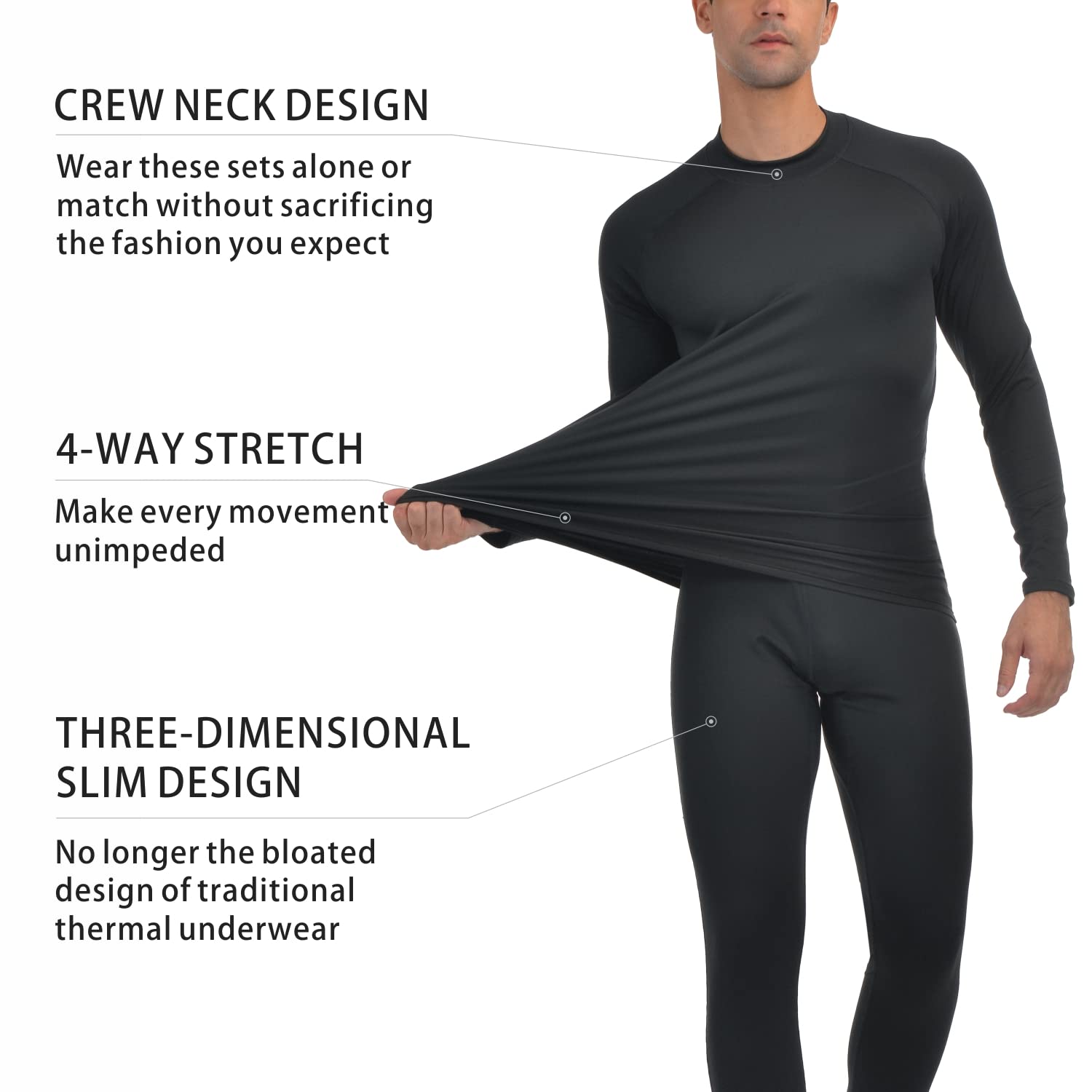 qualidyne Thermal Underwear for Men Long Johns Mens with Fleece Lined, Base Layer Men Cold Weather Top Bottom