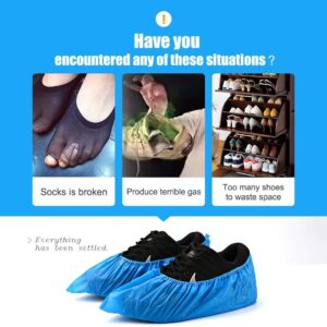 ELEpure Shoe Covers Disposable Non Slip for Kids 50Pack (25Pairs) Non-Woven Fabric Stretchable Durable - Fit US Children's 8-13.5/1-4 Blue(Small)