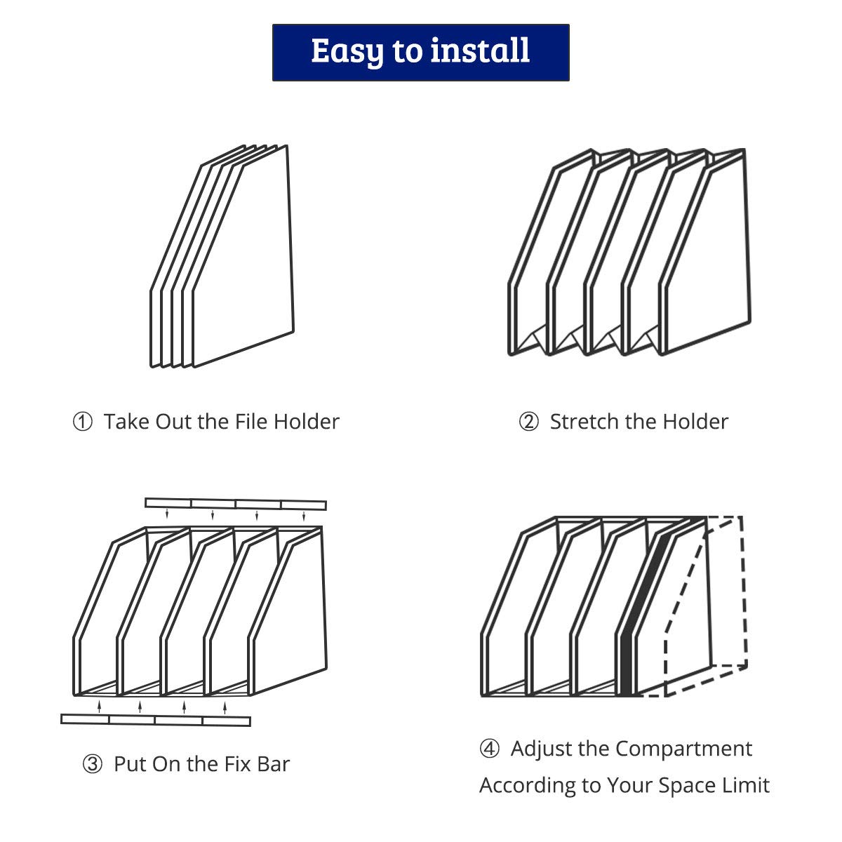 SAYEEC Desktop File Magazine Folder Holder 4 Section Plastic Hollow Documents Foldable Organizer File Cabinet Shelf Frames Dividers Rack Display and Storage