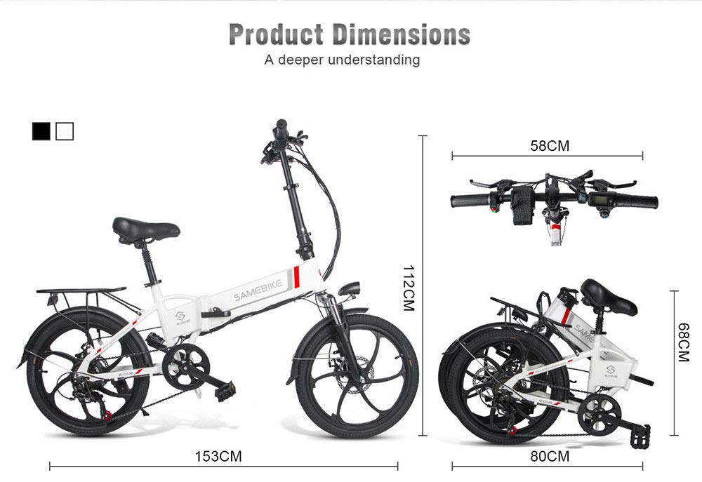 20" Folding Electric Bike for Adults,350W Electric Bicycle City Ebike Electric Bicycles for Adults with 48V 10.4AH Removable Battery, Shimano 7-Speed Electric Commuter Bike 20LVXD30 for Men Women