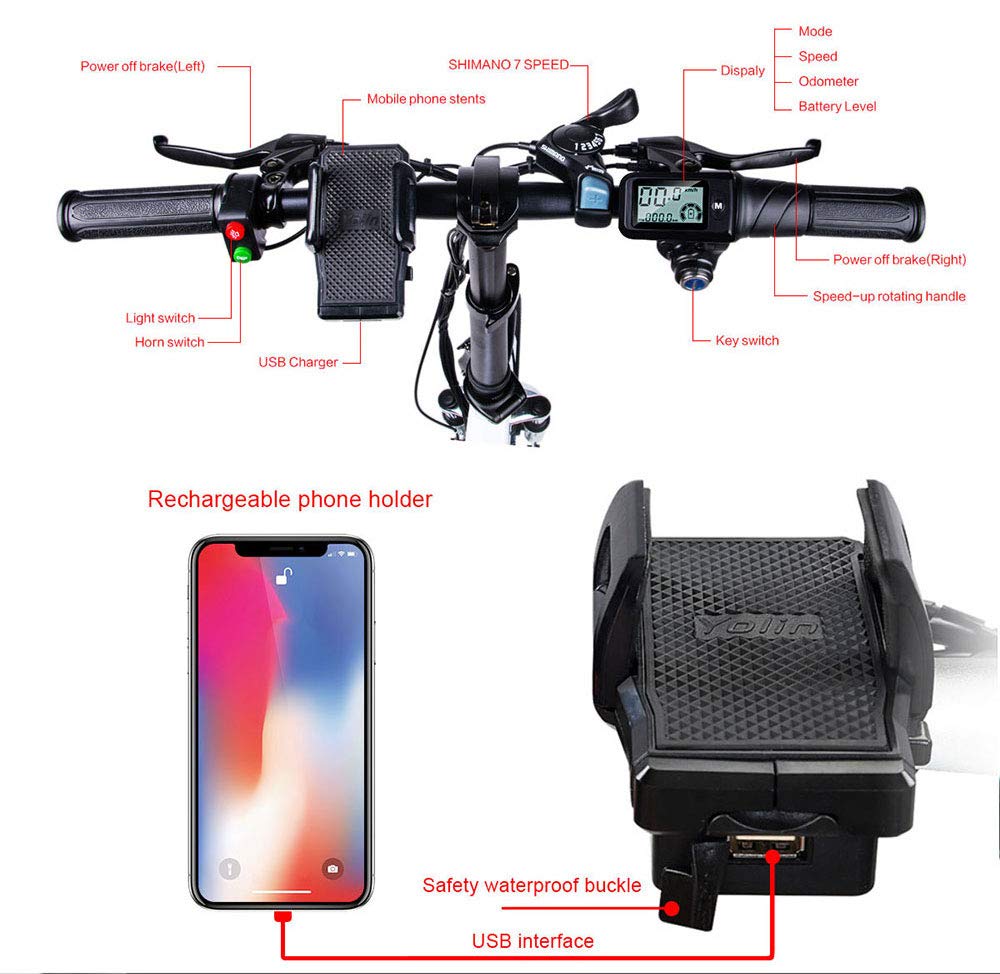 20" Folding Electric Bike for Adults,350W Electric Bicycle City Ebike Electric Bicycles for Adults with 48V 10.4AH Removable Battery, Shimano 7-Speed Electric Commuter Bike 20LVXD30 for Men Women