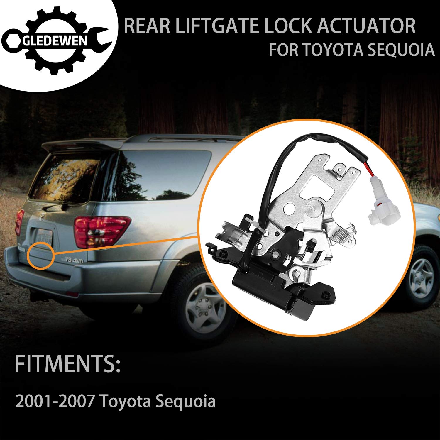 Liftgate Lock Actuator Rear Door Latch Assembly with Cable | for 2001-2007 Toyota Sequoia | Replaces# 69301-0C010, 64680-0C010, 693010C010, 646800C010, 931-861