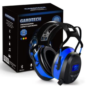 gardtech hearing protection with bluetooth, fm radio earmuffs, nrr 29db hearing protection headphones noise cancelling headphones with mp3 for mowing lawn work, rechargeable bl-5b battery