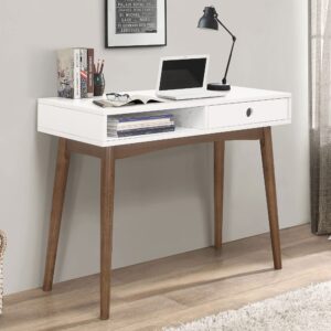 Coaster Furniture Bradenton 1-Drawer White and Walnut Writing Desk 801931