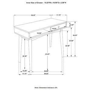 Coaster Furniture Bradenton 1-Drawer White and Walnut Writing Desk 801931