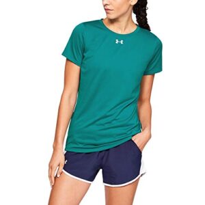 under armour locker t-shirt, coastal teal (722)/ metallic silver, large