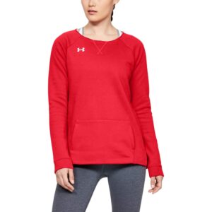 under armour women's ua hustle fleece crew md red