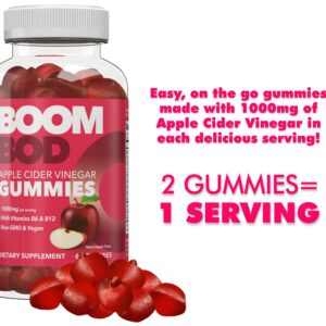 Boombod Apple Cider Vinegar Gummies (60 Count) – ACV Gummies for Weight Management, Digestion Support, Gut Health, Energy Levels – Non-GMO, Vegan Gummies with Vitamin B6, Vitamin B9, Vitamin B12