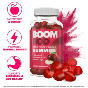 Boombod Apple Cider Vinegar Gummies (60 Count) – ACV Gummies for Weight Management, Digestion Support, Gut Health, Energy Levels – Non-GMO, Vegan Gummies with Vitamin B6, Vitamin B9, Vitamin B12