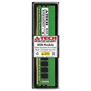 a-tech 8gb ddr4 2666mhz dimm pc4-21300 udimm non-ecc 2rx8 1.2v cl19 288-pin desktop computer ram memory upgrade module