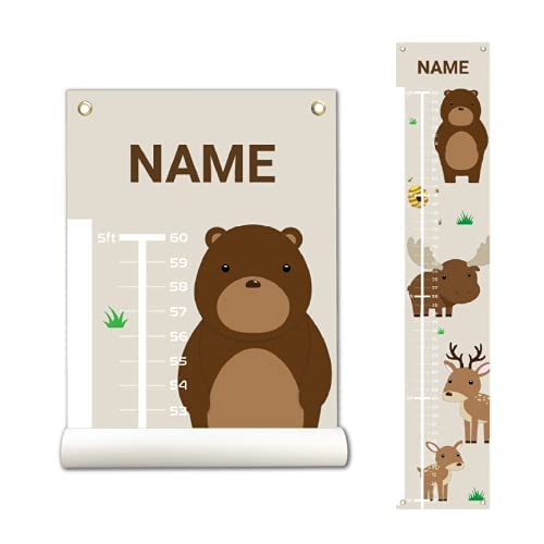 Personalized Kids Canvas Growth Chart, Height Chart, Growth Chart Banner, Forest Animals