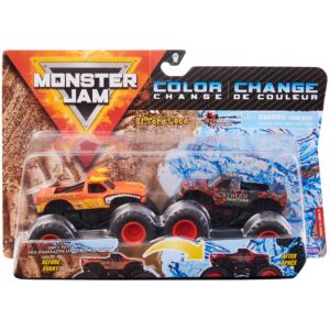 monster jam, official el toro loco vs. northern nightmare color-changing die-cast monster trucks, 1:64 scale