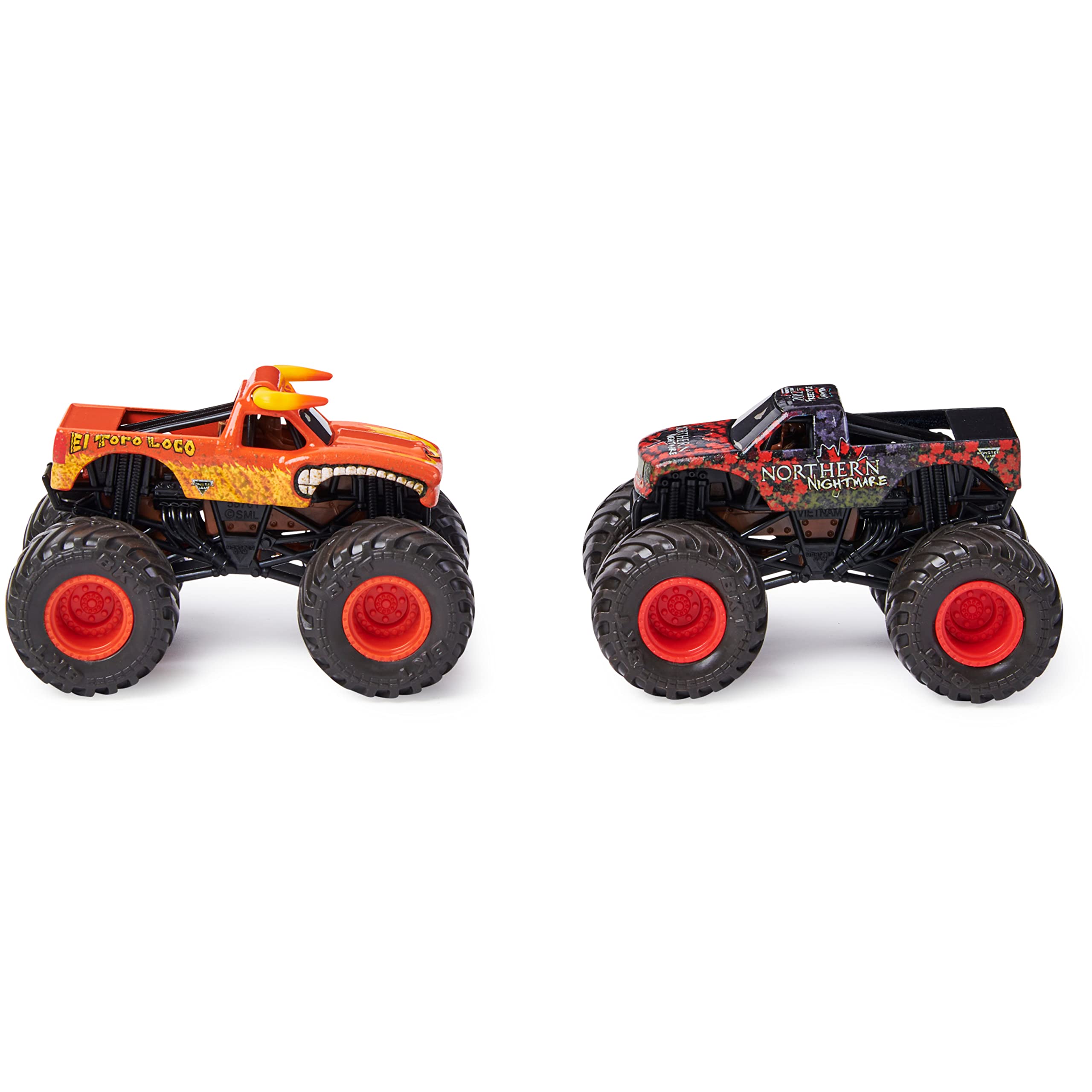 Monster Jam, Official El Toro Loco vs. Northern Nightmare Color-Changing Die-Cast Monster Trucks, 1:64 Scale