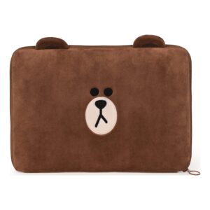 gund line friends brown zippered computer laptop soft case, 10.5”h x 15”w