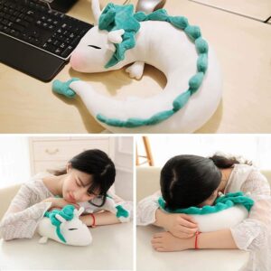 AIHANCH Dragon Neck Pillow Anime Cute Haku Dragon Pillow Anime Plush Doll Toy Kids Travel Pillows with Sleeping Eye Mask for Chrismas Birthday Gift