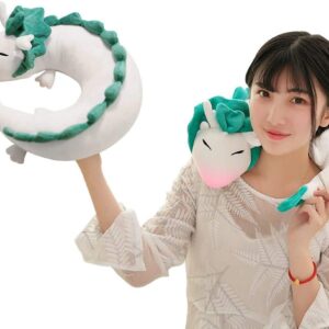 AIHANCH Dragon Neck Pillow Anime Cute Haku Dragon Pillow Anime Plush Doll Toy Kids Travel Pillows with Sleeping Eye Mask for Chrismas Birthday Gift