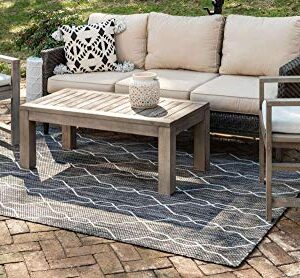 Unique Loom Outdoor Trellis Collection Area Rug - Links Trellis (5' 3" x 8' Rectangle, Charcoal/ Gray)