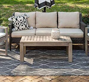 Unique Loom Outdoor Trellis Collection Area Rug - Links Trellis (5' 3" x 8' Rectangle, Charcoal/ Gray)