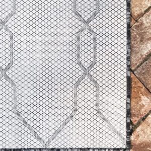 Unique Loom Outdoor Trellis Collection Area Rug - Links Trellis (5' 3" x 8' Rectangle, Charcoal/ Gray)