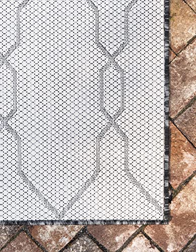 Unique Loom Outdoor Trellis Collection Area Rug - Links Trellis (5' 3" x 8' Rectangle, Charcoal/ Gray)