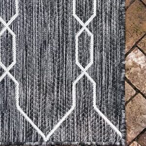 Unique Loom Outdoor Trellis Collection Area Rug - Links Trellis (5' 3" x 8' Rectangle, Charcoal/ Gray)