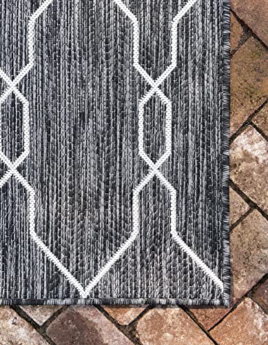 Unique Loom Outdoor Trellis Collection Area Rug - Links Trellis (5' 3" x 8' Rectangle, Charcoal/ Gray)