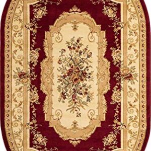 Unique Loom Versailles Collection Traditional Classic Floral Motif Area Rug (5' 0 x 8' 0 Oval, Burgundy/Ivory)