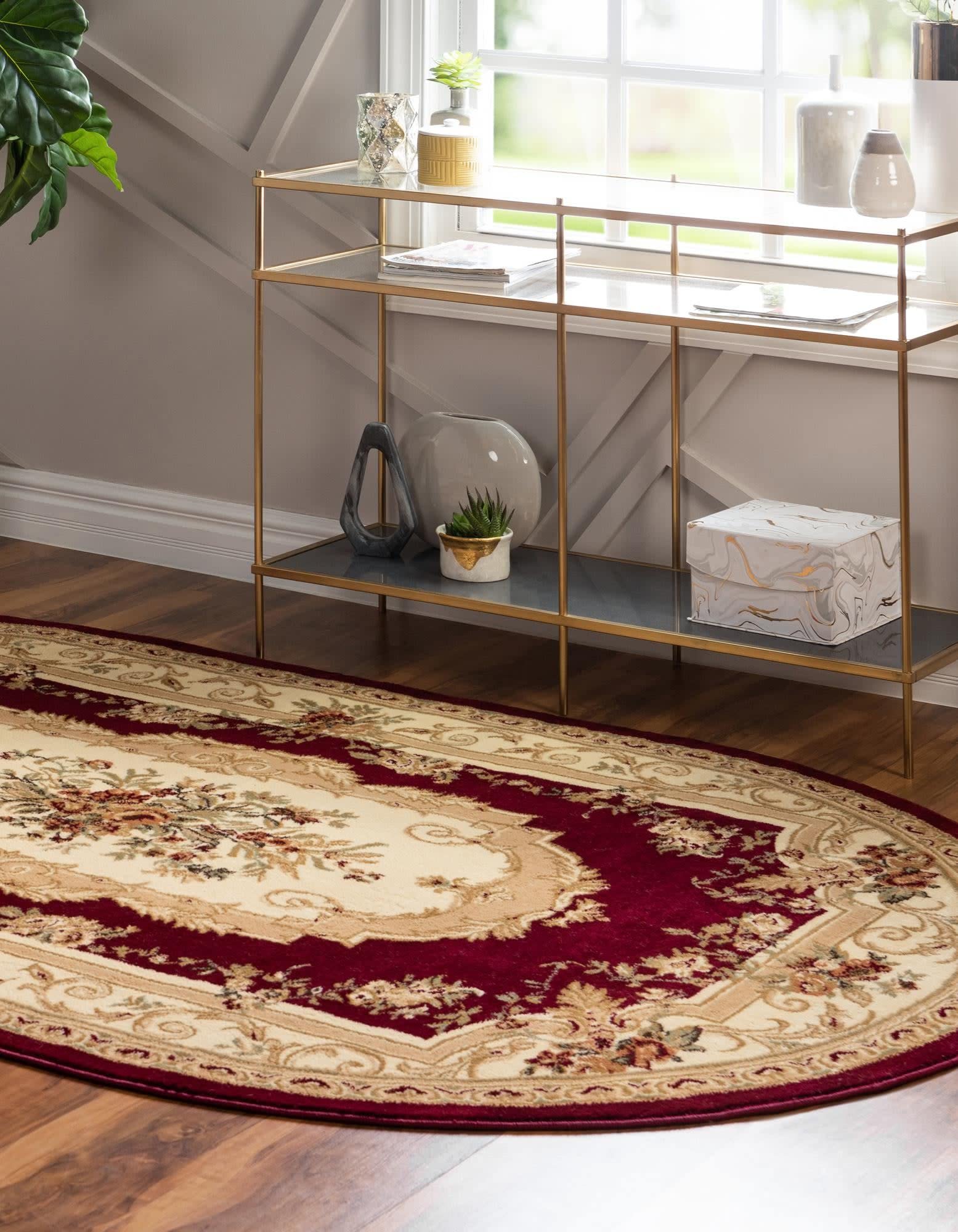 Unique Loom Versailles Collection Traditional Classic Floral Motif Area Rug (5' 0 x 8' 0 Oval, Burgundy/Ivory)