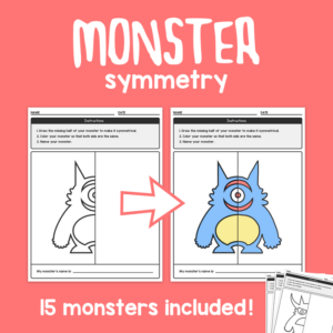 monster symmetry activity – no prep math learning center symmetry worksheets