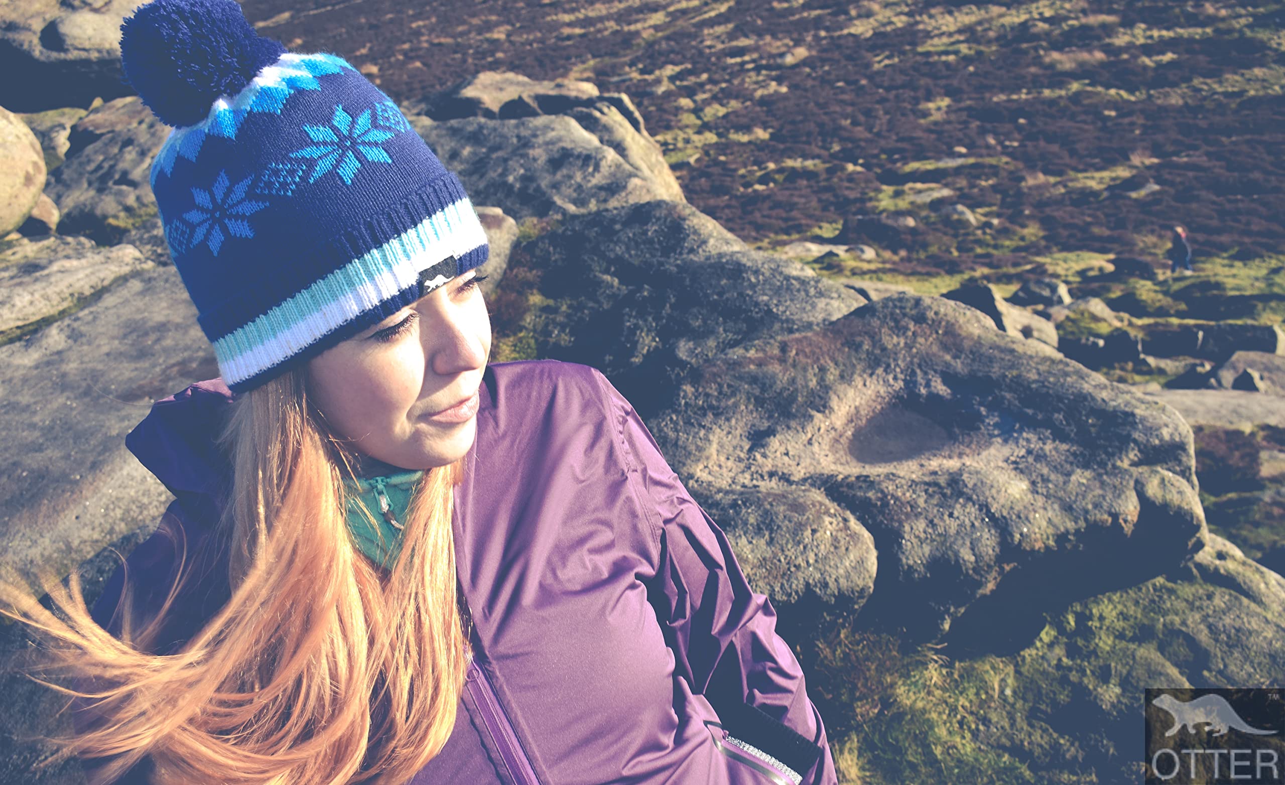 OTTER Waterproof, Windproof, Breathable - Beanie Hats Suitable for All Activities in All Weather Conditions Hat in 7 Colours (White & Blue)