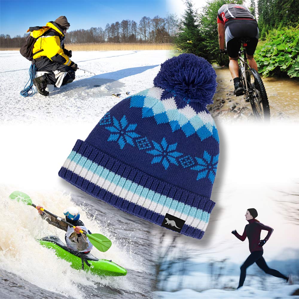 OTTER Waterproof, Windproof, Breathable - Beanie Hats Suitable for All Activities in All Weather Conditions Hat in 7 Colours (White & Blue)