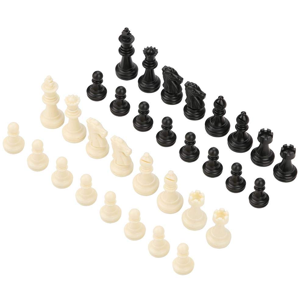 Garosa 32pcs Standard Chess Pieces Plastic Chess Set Board Game Replacement Accessories for Entertainment or Tournament Black White Chessmen, No Board