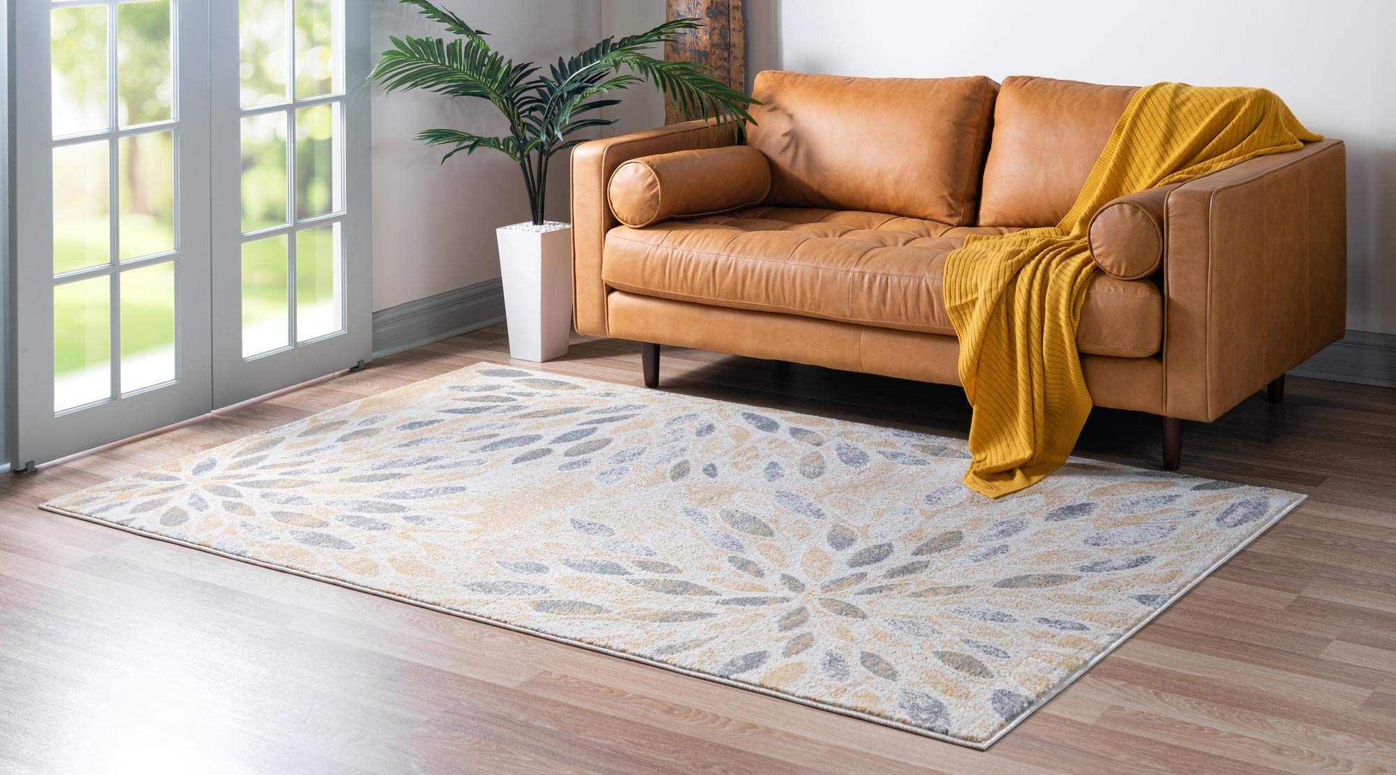 Unique Loom Sumter Collection Area Rug - Rhett (9' x 12' Rectangle, Yellow/ Gray)