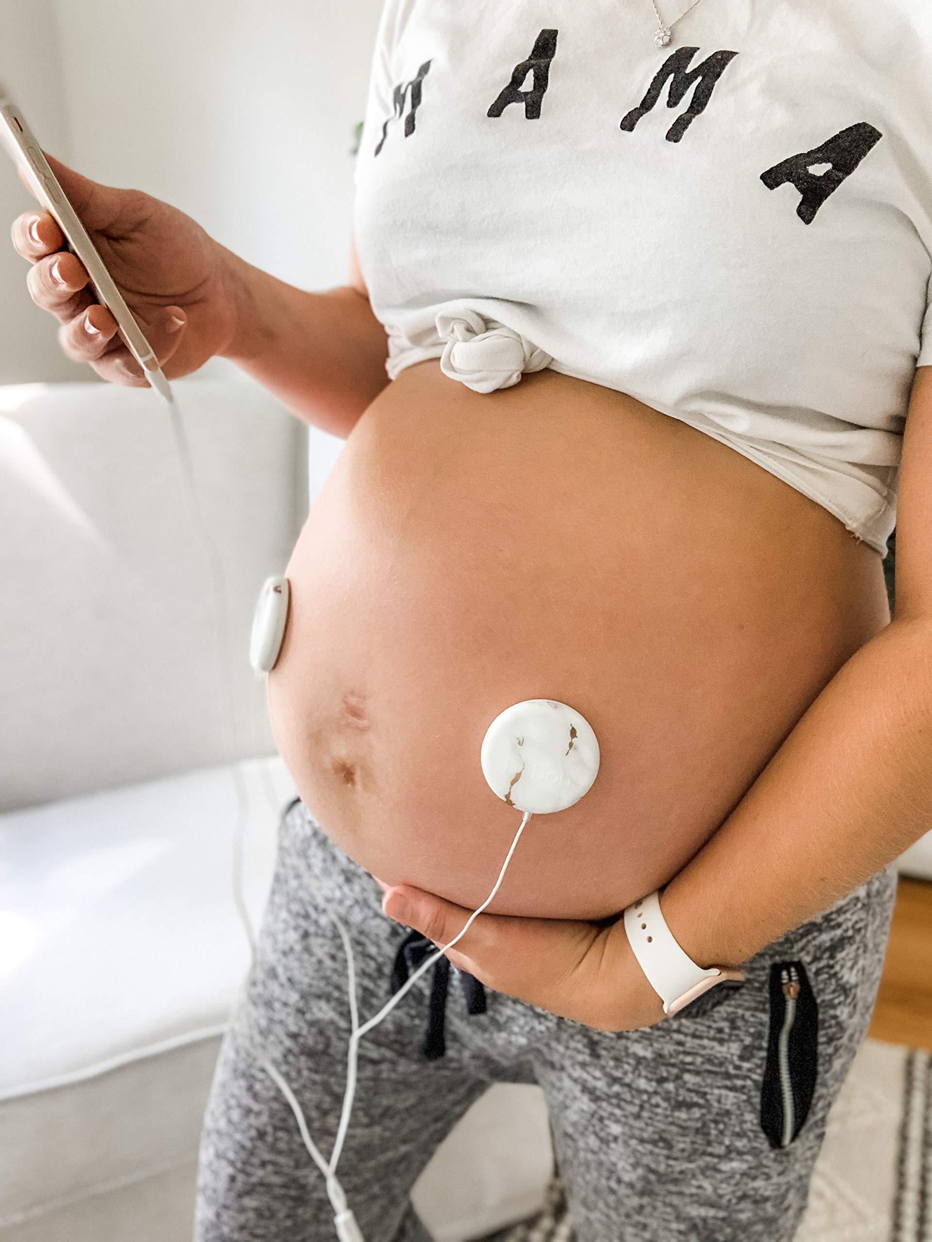 Baby Bump Headphones Marble Deluxe, Plays and Shares Music, Sound and Voices to The Womb, Prenatal Speaker, Including bebon Tunes APP (Marble Gold)