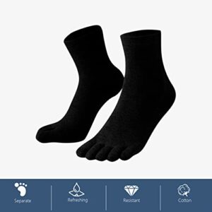 CaiDieNu Mens Toe Socks Cotton Athletic Running Five Finger Crew Socks