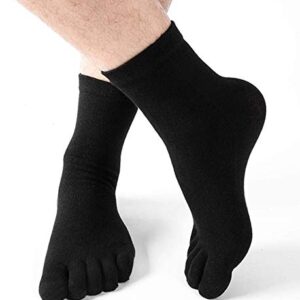 CaiDieNu Mens Toe Socks Cotton Athletic Running Five Finger Crew Socks