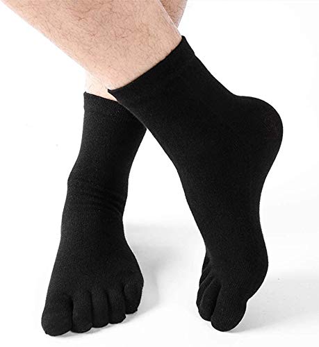 CaiDieNu Mens Toe Socks Cotton Athletic Running Five Finger Crew Socks