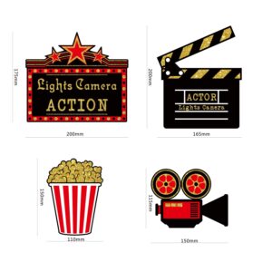 Hicarer 32 Pieces party decorations Red Carpet Cutouts Cards Table Toppers Movie Theme Decor Double-sided Printing Red Golden Black for Night Party Supplies