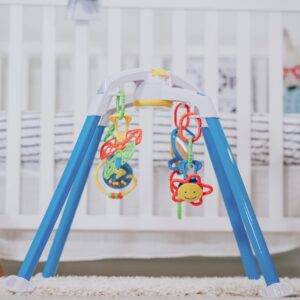 Nurture Smart - Baby Play Gym - Interactive Infant Play Gym, Safely Fit in Crib - With Cause and Effect Hanging Toys that Stimulate Brain & Muscle Development - Developmental Toy