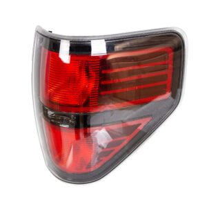 Pair Halogen Tail Lights Compatible with 2009-2014 Ford F-150 F150 SVT Rear Brake Lamps Red Lens LH&RH w/Black Trim Raptor Pickup (Without Bulbs)